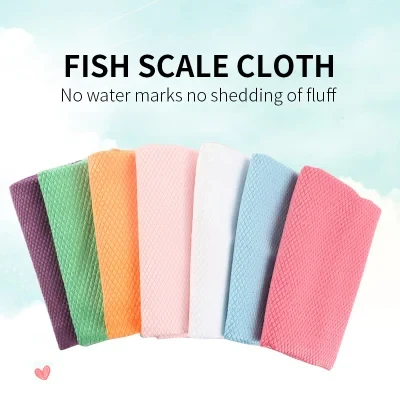 Buy 40x40cm250gsm Diamond Fish Scale Glass Towel Polyester Polyamide ...