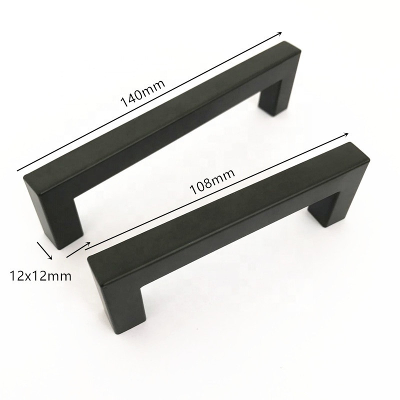 Buy Cs004 Furniture Hardware Cabinet Door Drawer Square Pull Black Matt ...