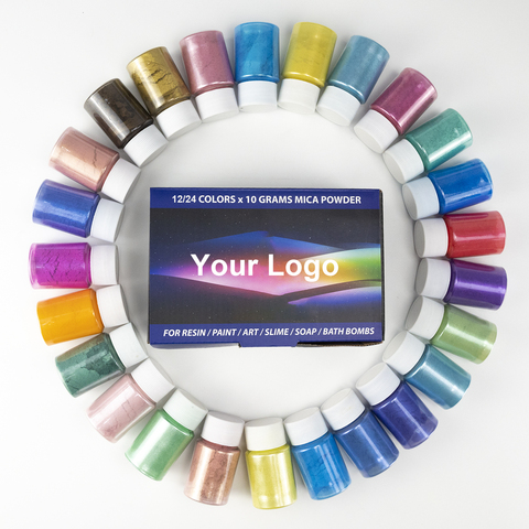 Buy Custom Color Print Label 10g/jar Mica Powder Epoxy Resin Dye Pearl ...
