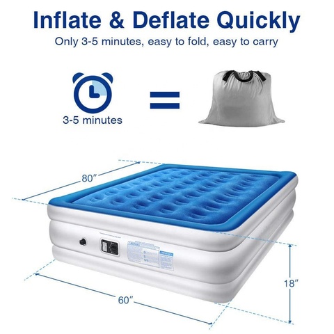 Buy Custom Comfy Flocking Pvc Queen Size Inflatable Air Bed Mattress ...