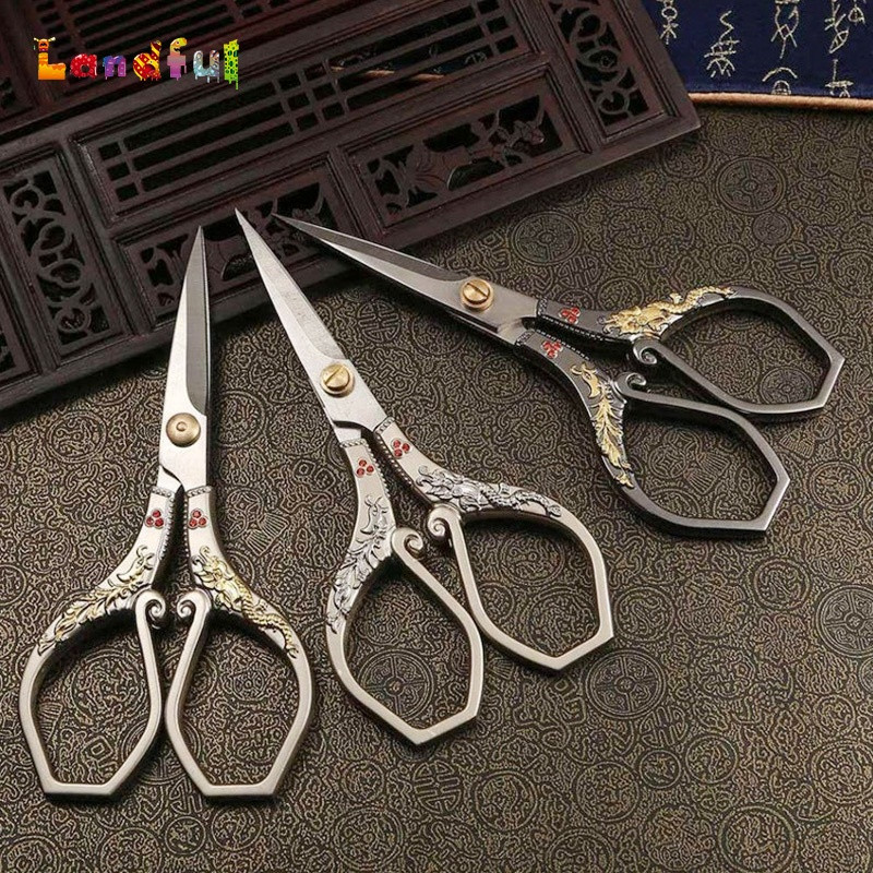 Buy Fancy Scissors European Style Gothic Aesthetic Red Gemstone Sewing ...