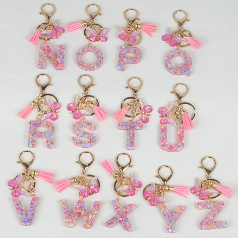 Buy Handbag Pendant 26 Letter English Word Fringe Key Ring Uppercase ...
