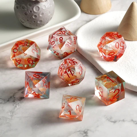Buy In Store Dnd Liquid Core Dice Set,7pcs Resin Liquid Core Filled ...
