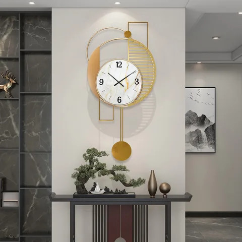 Buy Large Wall Clock For Living Room, Modern Decorative Metal Silent ...