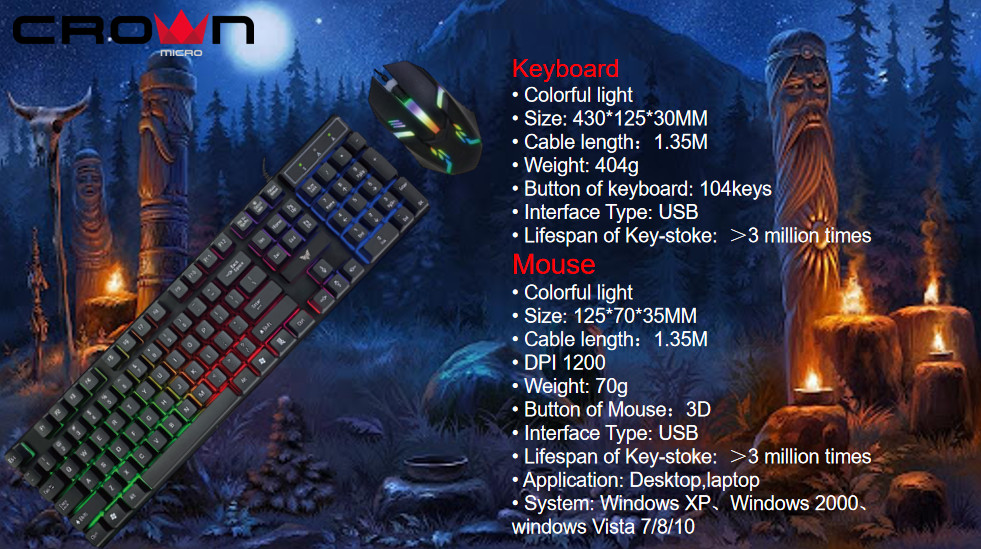 Buy New New Crown Gaming Keyboard And Mouse And Keyboard Combo Hot Sale ...