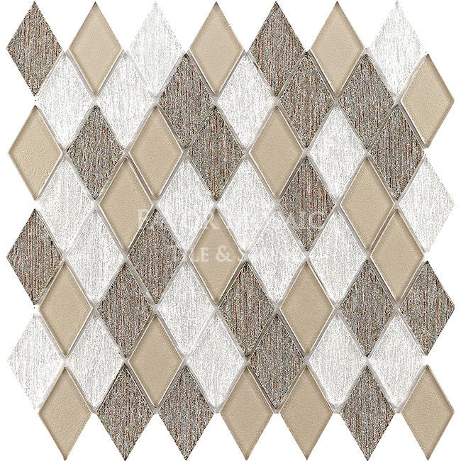 Buy Rhomboid Diamond Shaped Modern Crystal Glass Mosaic Tiles Bathroom ...