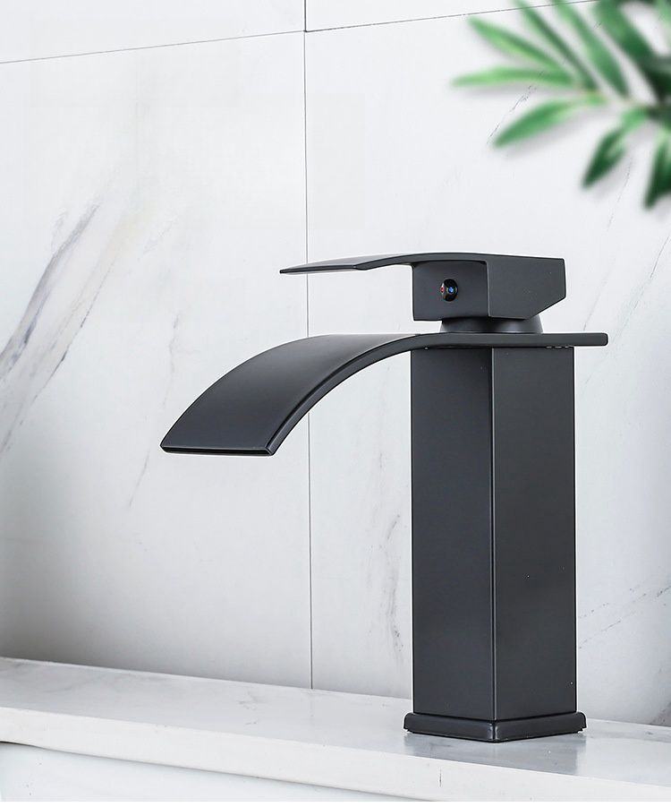 Buy Hot Sell Black Square Deck Mounted Basin Sink Faucet Hot & Cold ...