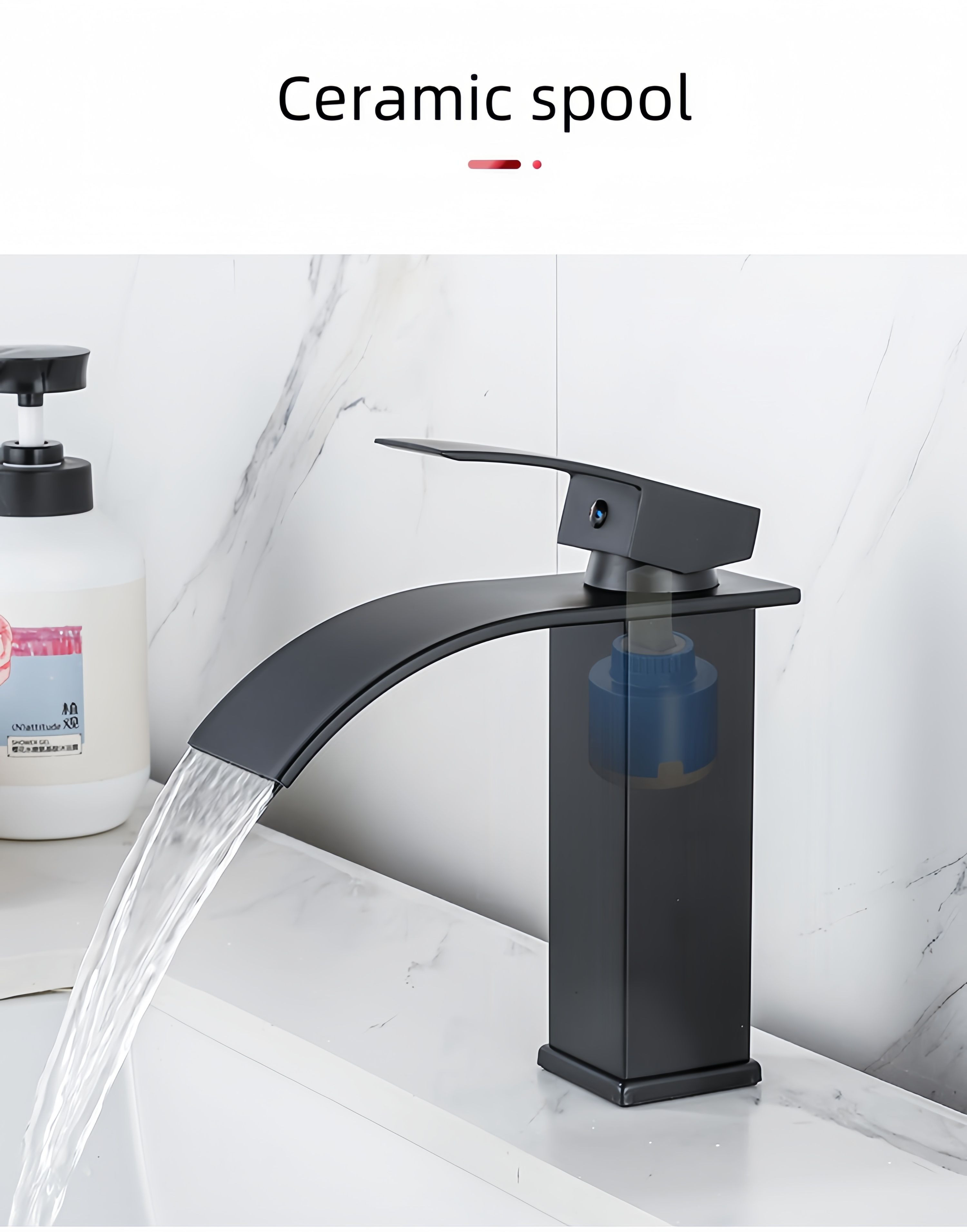 Buy Hot Sell Black Square Deck Mounted Basin Sink Faucet Hot & Cold ...