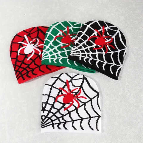 Buy 2 Side Spider Web Pattern Mens Womens Y2k Beanie Hat, Fashionable ...