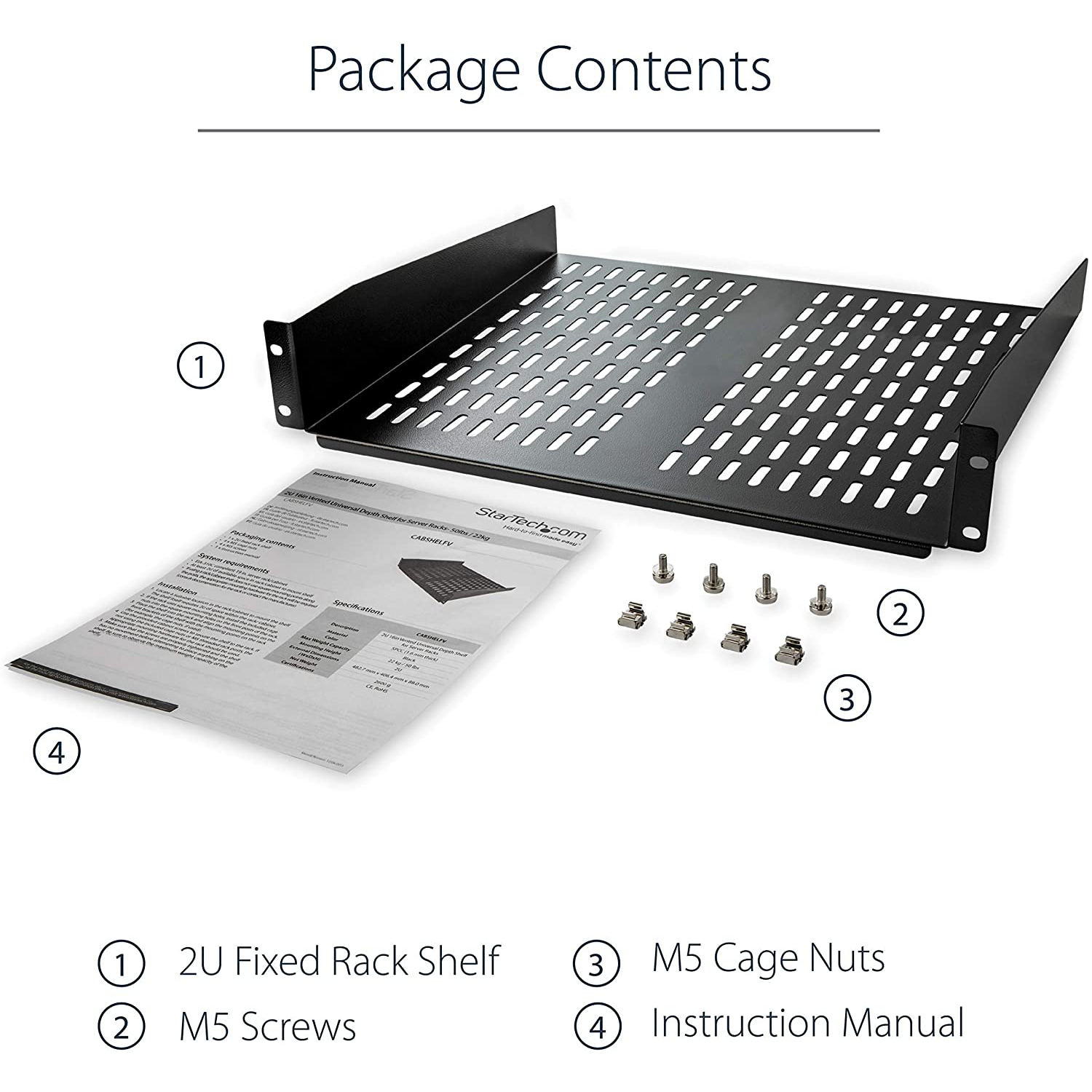 Buy 2u Server Rack Shelf - Universal Vented Cantilever Tray For 19 ...