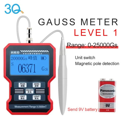 Buy 3q Kt-101 Permanent Magnet Gauss Meter Handheld Digital Tesla Meter ...