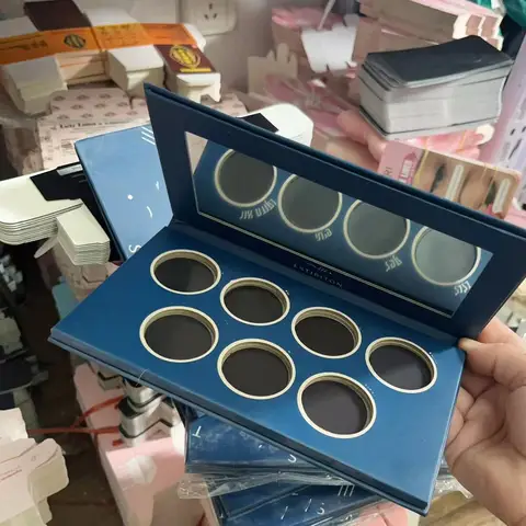Buy Custom Private Label Eyeshadow Box Makeup Paper Palette 7 Pan Round ...