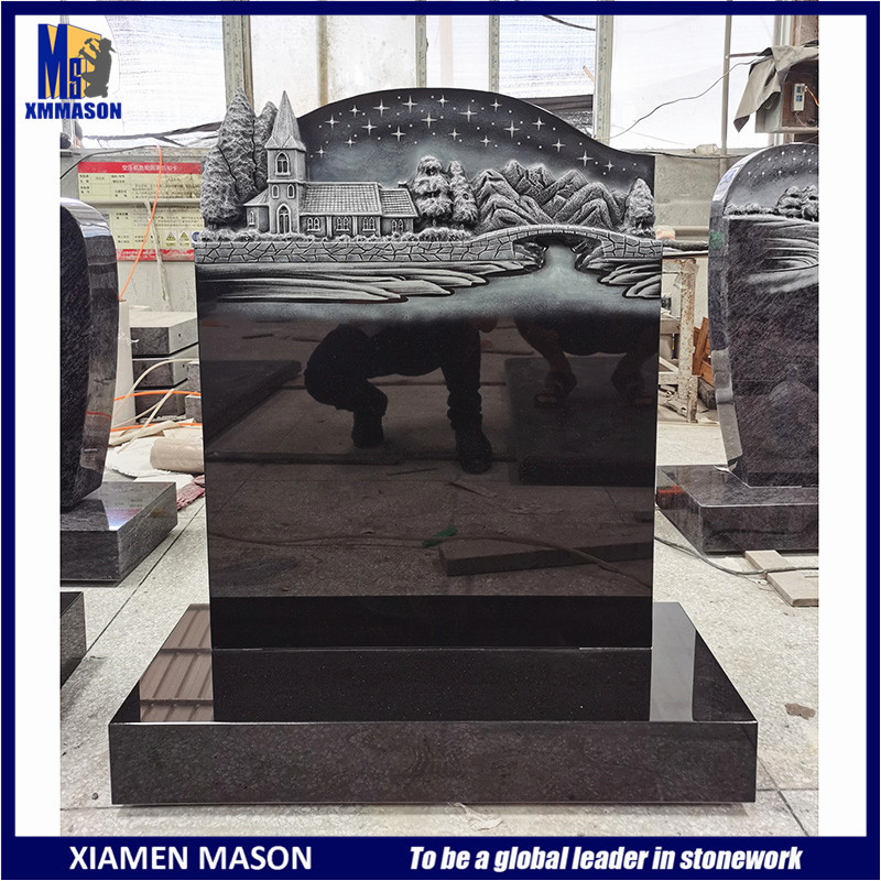 Buy Customizable Upright Bahama Blue Granite Memorial Stone Tombstone ...