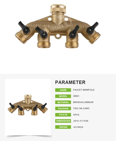 Buy Heavy-duty Brass 4 Way Faucet Manifold from Zhejiang Hongchen ...