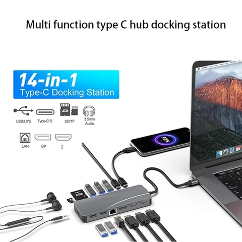 Buy New Design Converter Laptop 8 Port Adapter Docking Station 14 In 1 ...