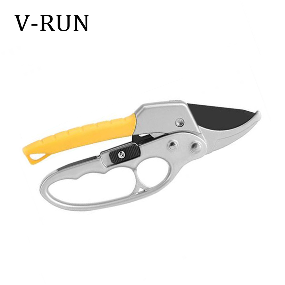 Buy Plastic Handle Garden Pruning Shear Scissors Built-in Ratchet ...