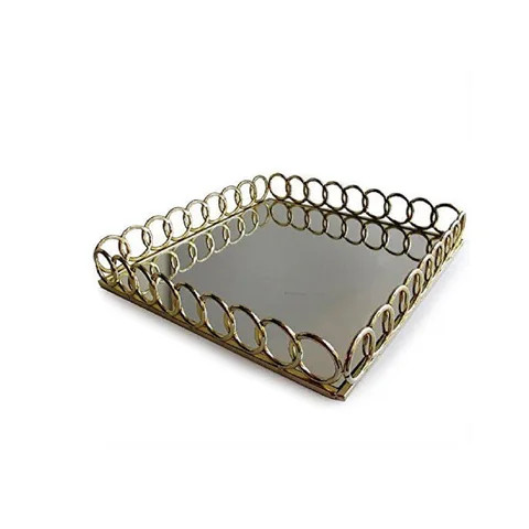 Buy Square Shape Metal Or Mirror Tray For Home Table Top Decoration ...