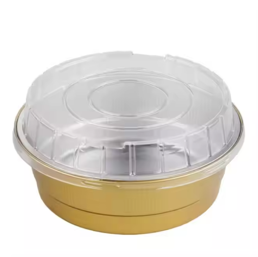 Buy Disposable Round Gold Aluminum Foil Containers With Lid Aluminum ...