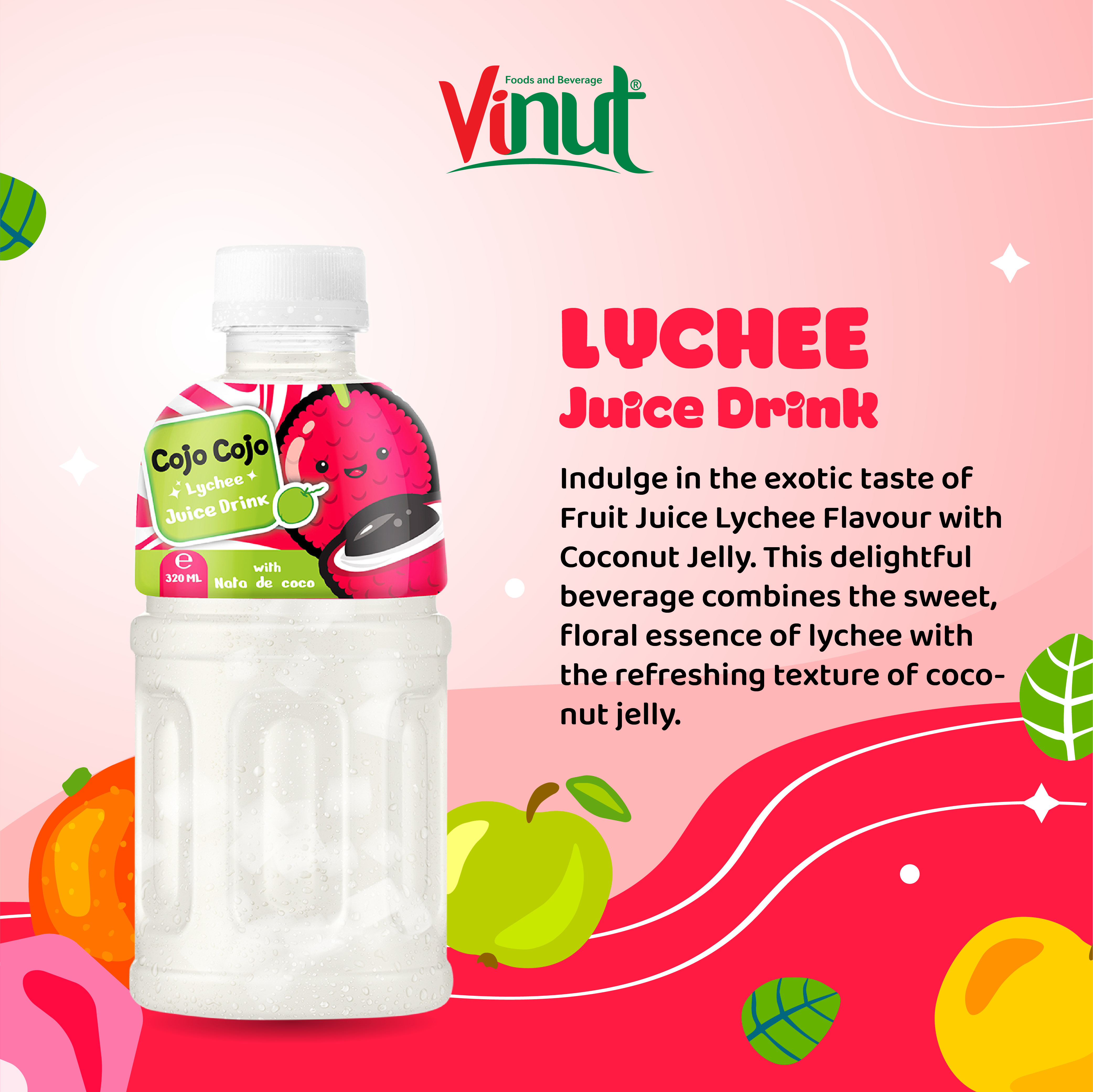 Buy Vinut Cojo Cojo Lychee Juice Drink With Nata De Coco Free Sample ...