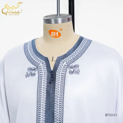Buy Custom Short Sleeve Islamic White Moroccan Thobes Men Low Moq High ...
