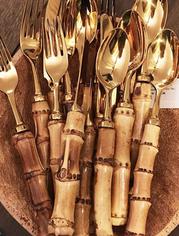 Buy Hand Crafted Silverware Stainless Flatware Sets,bamboo Handle ...