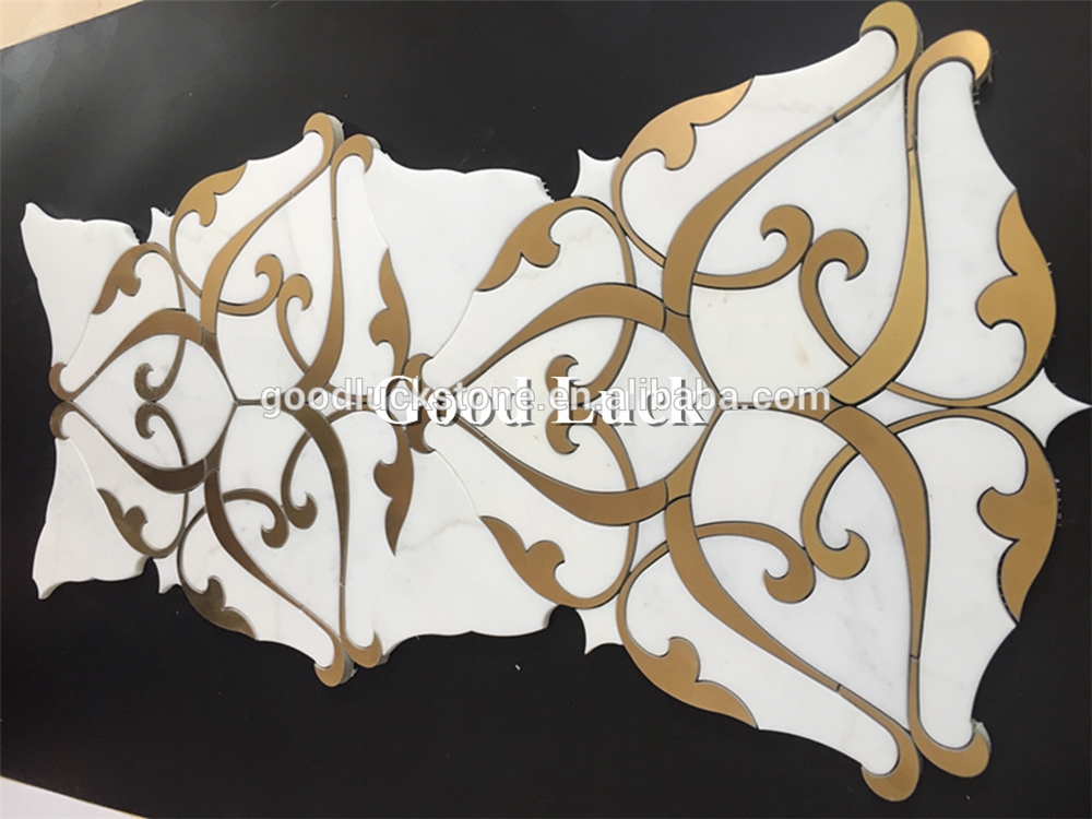Buy Hot Selling Water Jet Pattern Tiles Wall Art Brass Inlay Tile ...
