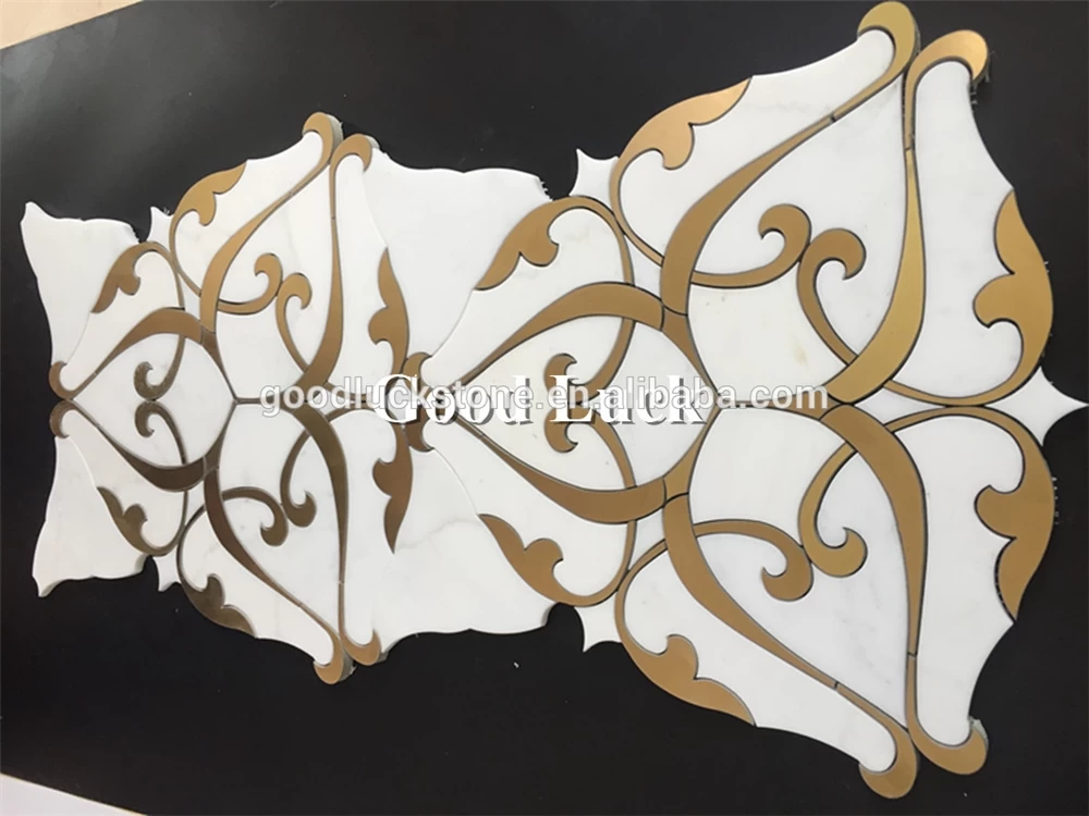 Buy Hot Selling Water Jet Pattern Tiles Wall Art Brass Inlay Tile ...