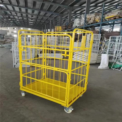 Buy Large Steel Wire Mesh Transport Trolley Four-wheel Roller Cage For ...