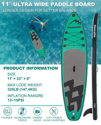 Buy Oaseafin Beginner-level Inflatable Stand Up Green Paddle Board Drop ...