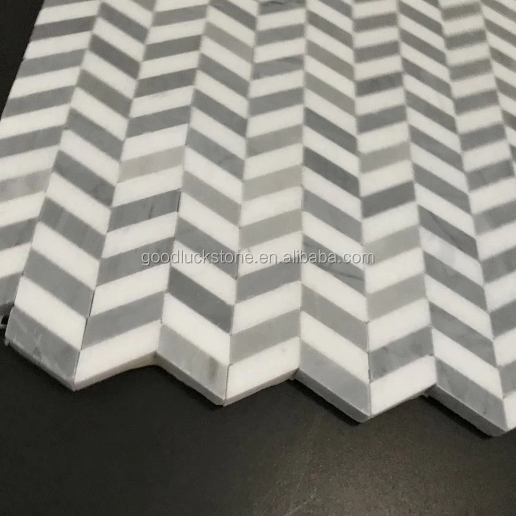 Buy Polished White And Gery Marble Fish Bone Mosaic Tiles For Kitchen ...