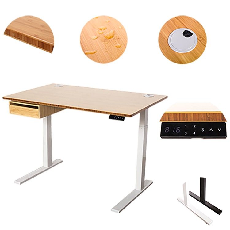 Buy Adjustable Height Bamboo Office Desk With Electric Motor Contro ...