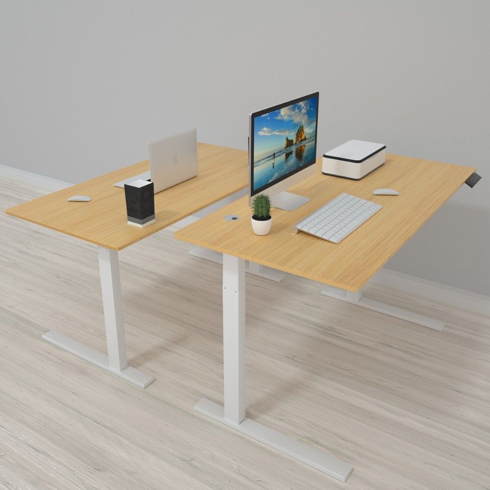 Buy Adjustable Height Bamboo Office Desk With Electric Motor Contro ...