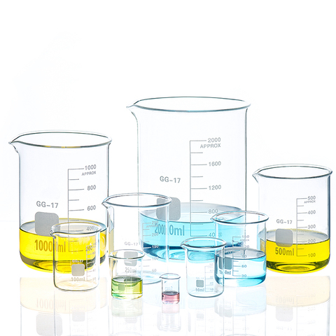 Buy 1 Set Lab Borosilicate Glass Beaker All Sizes Chemical Experiment ...