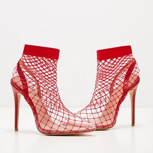 Buy 2019 Pointy Toe Pvc Large Size Fish Net High Heels Stilettos ...