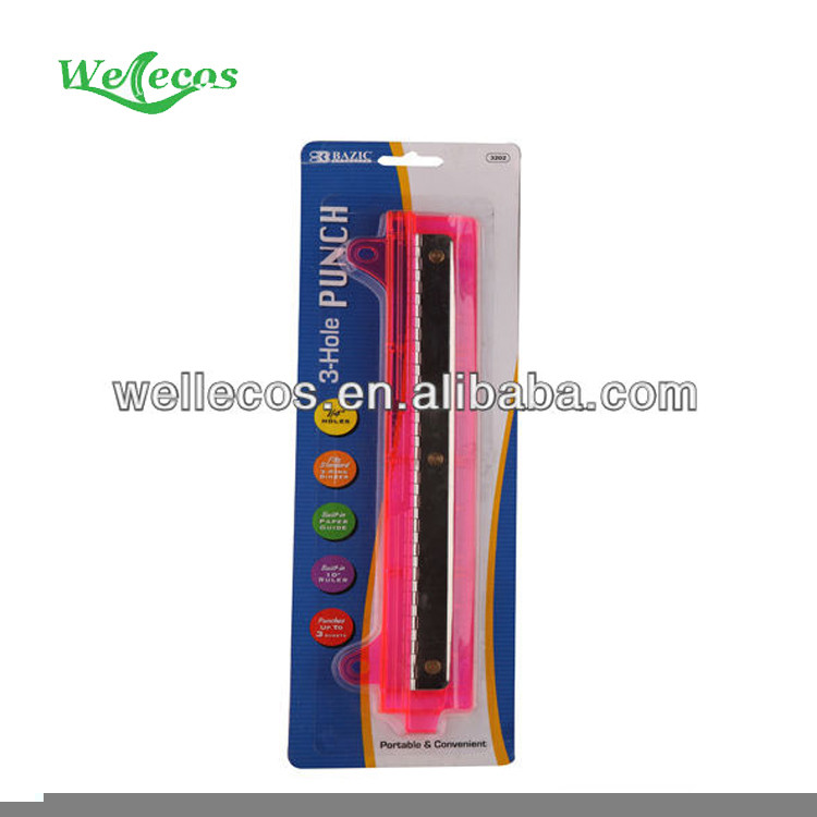 Buy 3 Hole Paper Punch W/ruler from Ningbo Wellecos Stationery & Gift ...