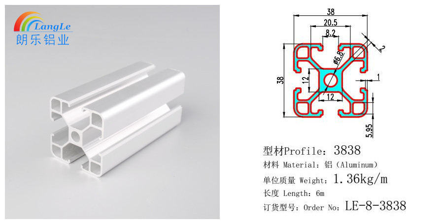 Buy 38x38 Industrial Square Extruded Aluminium Profile from Hunan ...