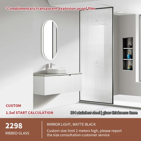 Buy Bathroom Simple Partition Toughened Glass Long Rainbow Glass Semi ...
