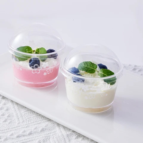 Buy Clear Plastic Pudding Cup With Lid Biodegradable Ice Cream Cup ...