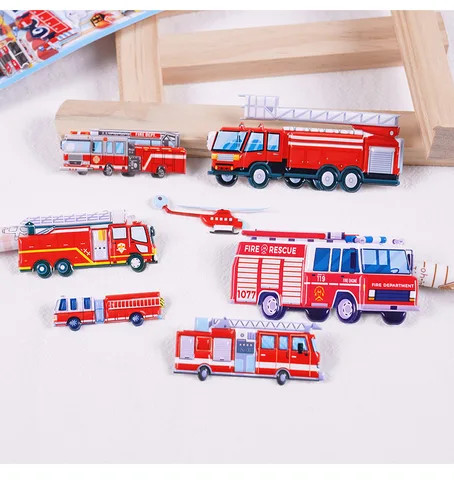 Buy Custom 3d Foam Cartoon Train Bus Taxi Car Fire Truck Sticker Sheets ...