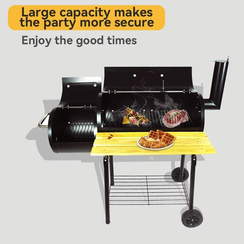 Buy Custom Heavy Duty Large Double Barrel Charcoal Grid Bbq Smoker ...