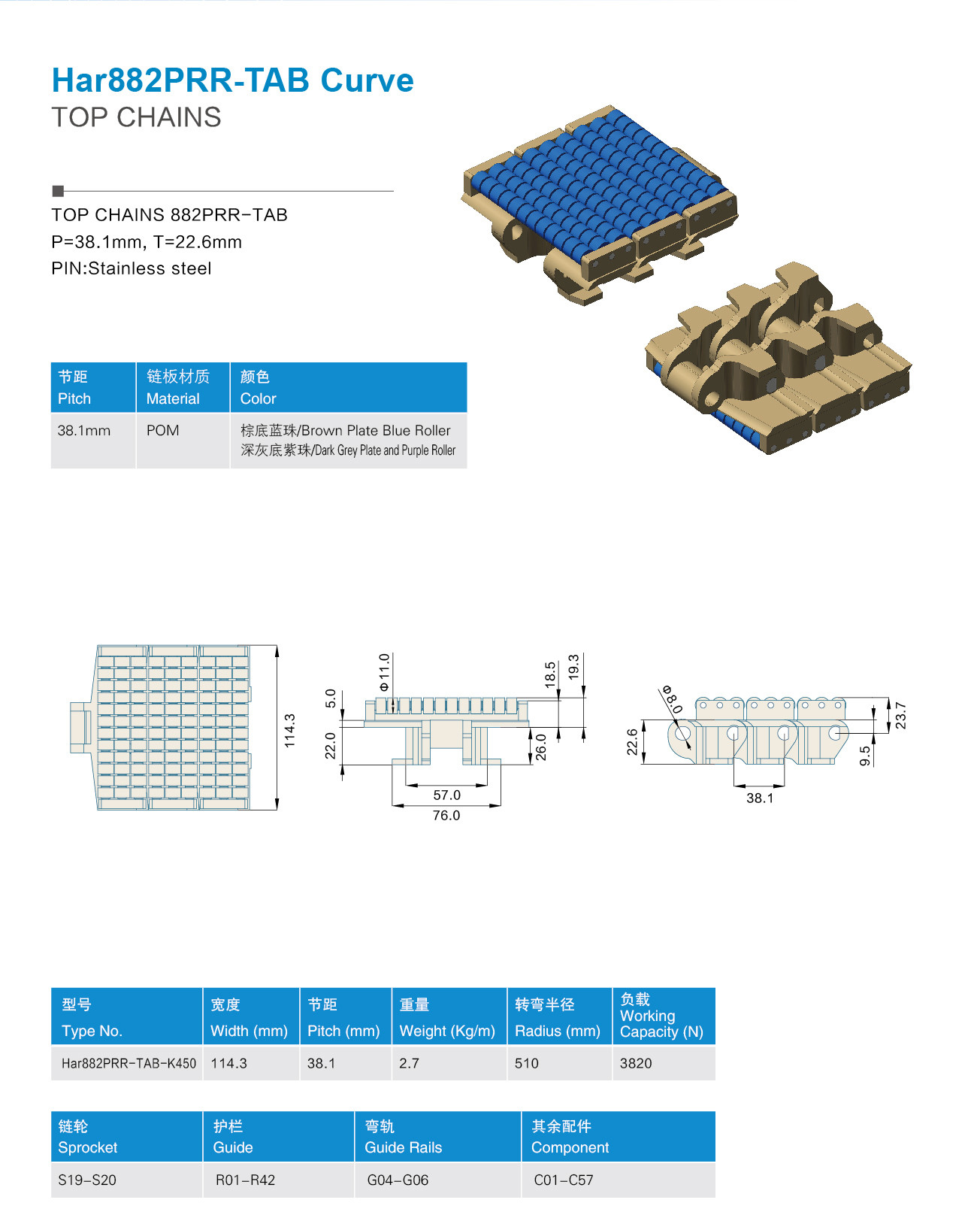 Buy Plastic Roller Chain, Plastic Table Top Chains For Conveyers from ...