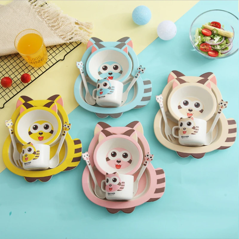 Buy Hot Sell Cartoon Cats Design Bamboo Fiber Children Dinner Plates ...