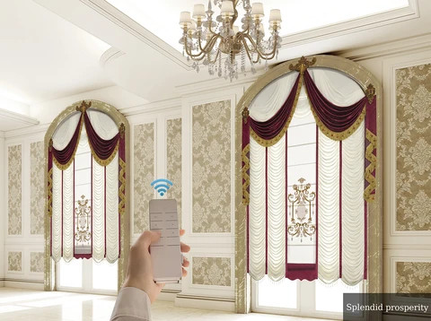 Buy Luxury Motorized Roman Blinds Embroidered Curtain Head Roman Blinds ...