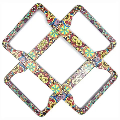 Buy Rainbow Boho License Plate Frame Pink Hippie Flower License Plate ...