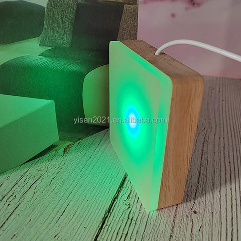 Buy Square Crystal Ball Diffusion Board Nightlight Base Solid Wood ...