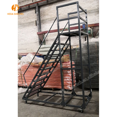 Buy Steel Warehouse Ladder Platform Iron Wheel Rolling Platform Ladder ...
