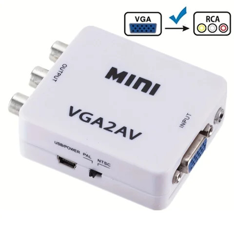 Buy White 1080p Mini Av To Vga Adapter Converter With 3.5mm Audio ...