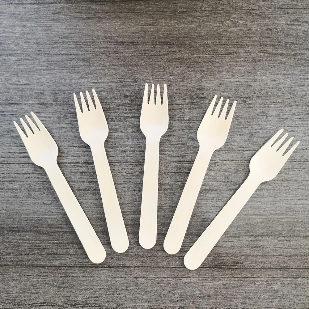 Buy Certified Food Safety Disposable Wooden Forks And Knives For Take ...