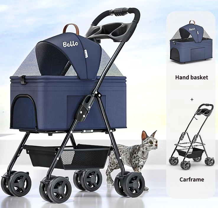 Buy Bello Sp02f Dog/cat Pet Stroller With Detachable Basket With Four ...