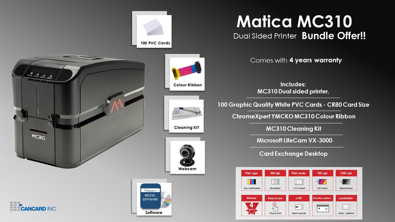 Buy Matica's Mc 310 Dual Sided Id Card Printer Bundle Offer from Cancard, Canada | Tradewheel.com
